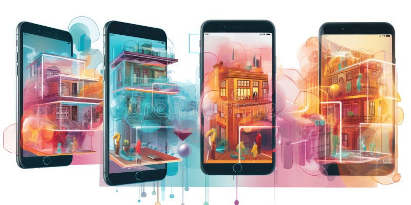 Augmented Reality Applications Stock Illustration - Illustration of ...