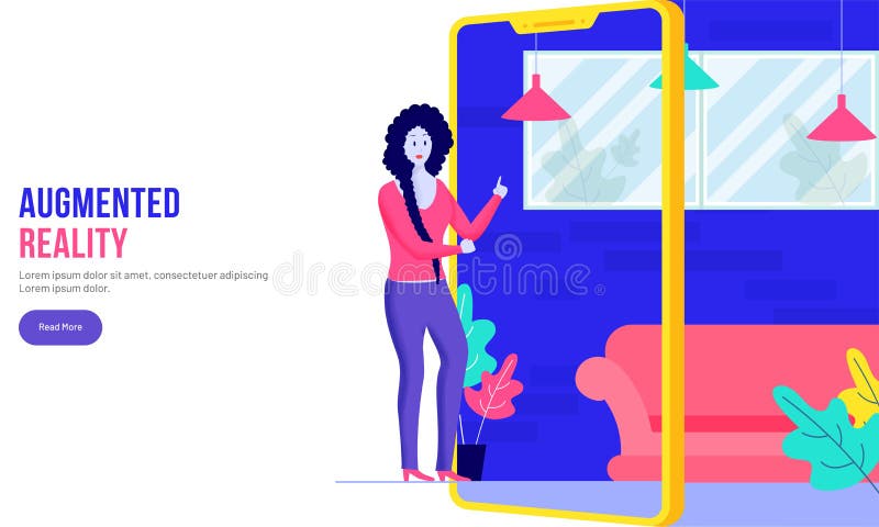 A Girl Using Isometric Interior Design App Connected with Smartphone ...