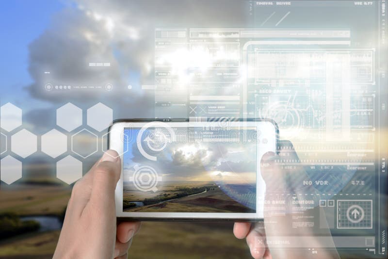 Smart Device Augmented Reality VR Virtual Overlay Stock Image - Image ...