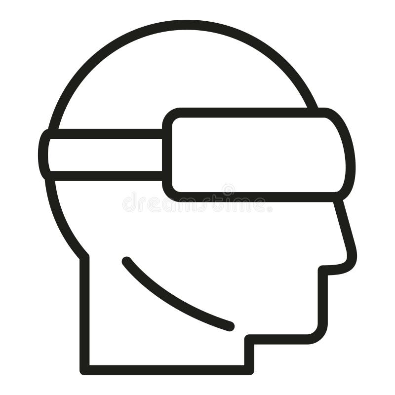 Augmented Reality Digital Headset Icon Outline Vector. Man Game Stock ...