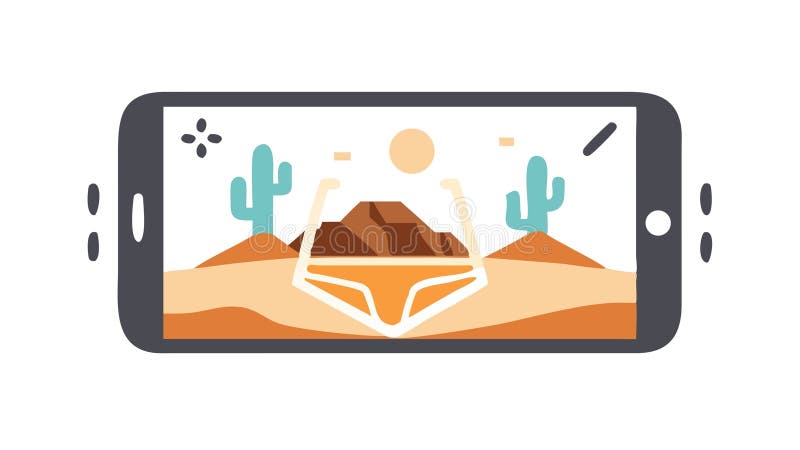 Augmented Reality Game on a Phone with a Desert Pyramid Scene. Vector ...