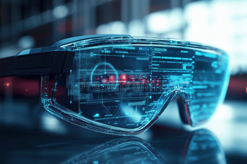 Augmented Reality Glasses Displaying Digital Data and Interfaces Stock ...