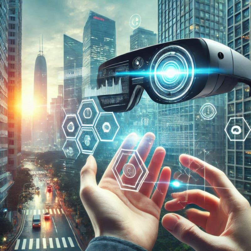 Augmented Reality Glasses Displaying Digital Information, High-tech ...