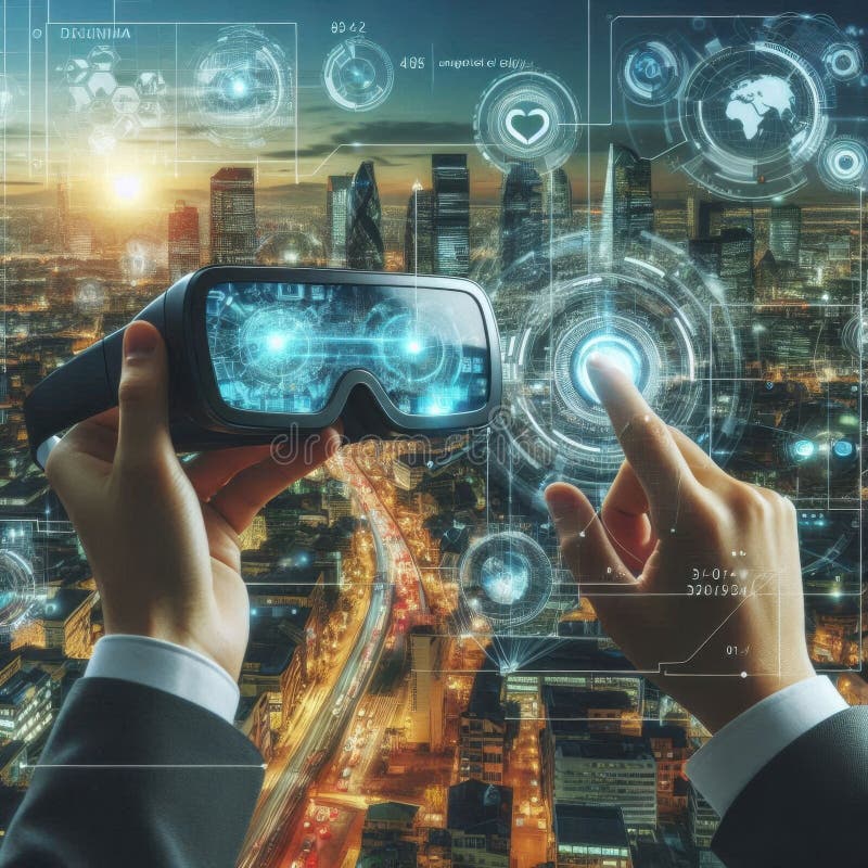 Augmented Reality Glasses Displaying Digital Information, High-tech ...