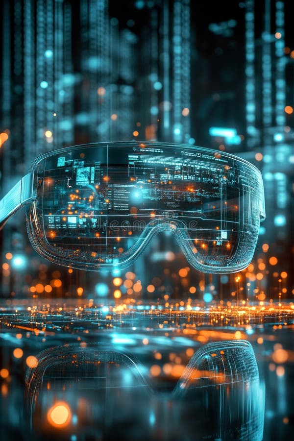 Augmented Reality Glasses Showcase Vibrant Digital Displays Surrounded ...