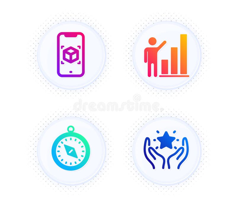 Augmented Reality, Graph Chart and Travel Compass Icons Set. Ranking ...