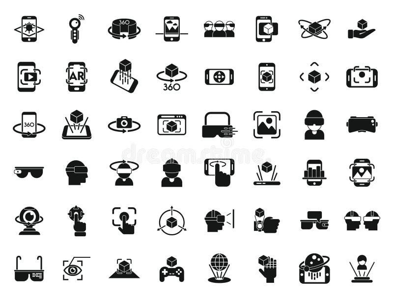 Augmented Reality Icons Set Simple Vector. Virtual Reality Stock Vector ...