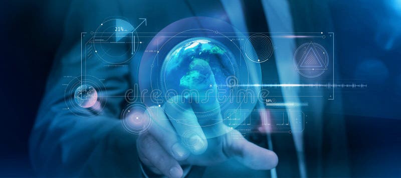 Augmented Reality Infographics with the Planet in the Center. Stock ...