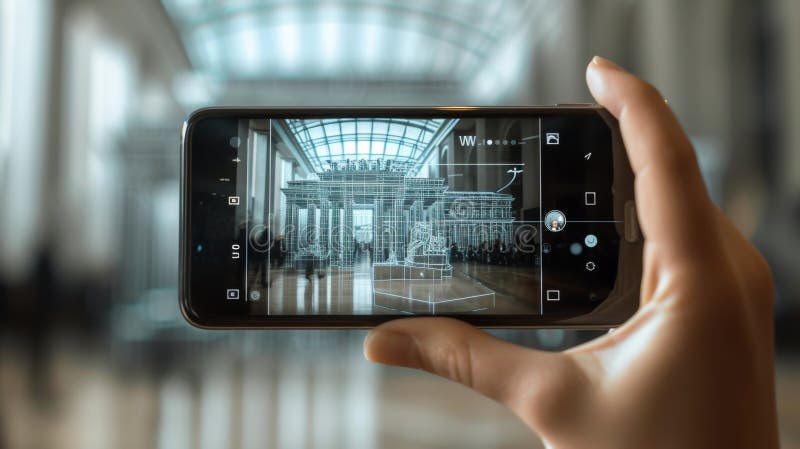 Augmented Reality Interface Displayed on Smartphone Screen Stock Image - Image of landmark ...