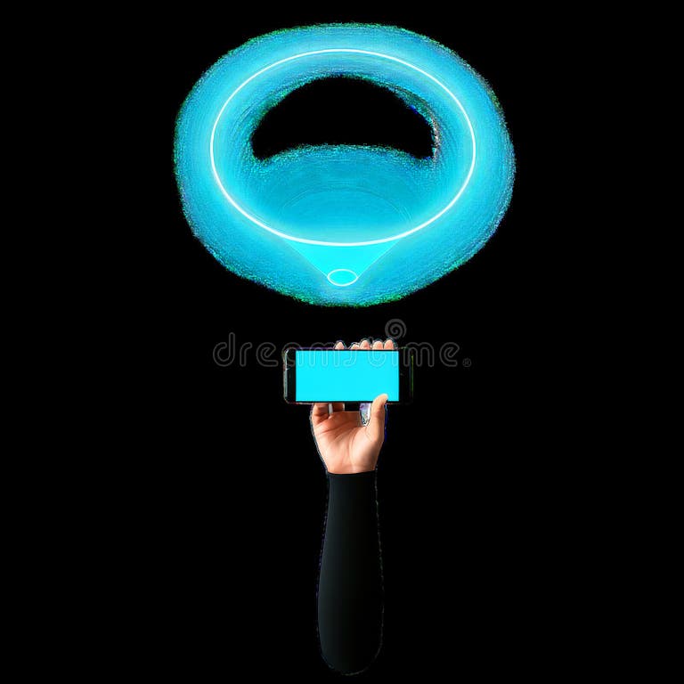 Augmented Reality Interface with Holographic Controls, Isolated on ...