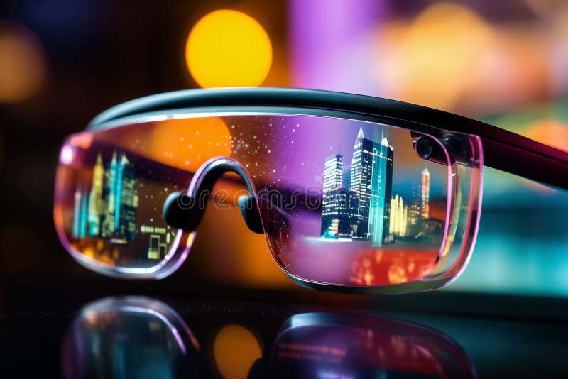 A Glowing Augmented Reality - AR Interface Projected from Glasses ...