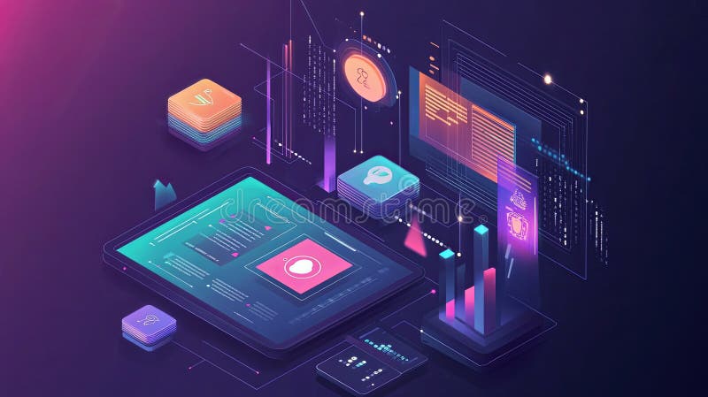 Augmented Reality Interface on Tablet with Analytics Data . Stock Image ...