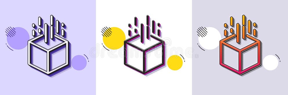 Augmented Reality Line Icon. VR Simulation Sign. 3d Cube. Halftone ...