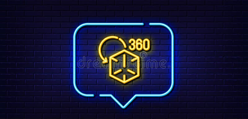 Augmented Reality Line Icon. VR Simulation Sign. 3d Cube. Neon Light ...