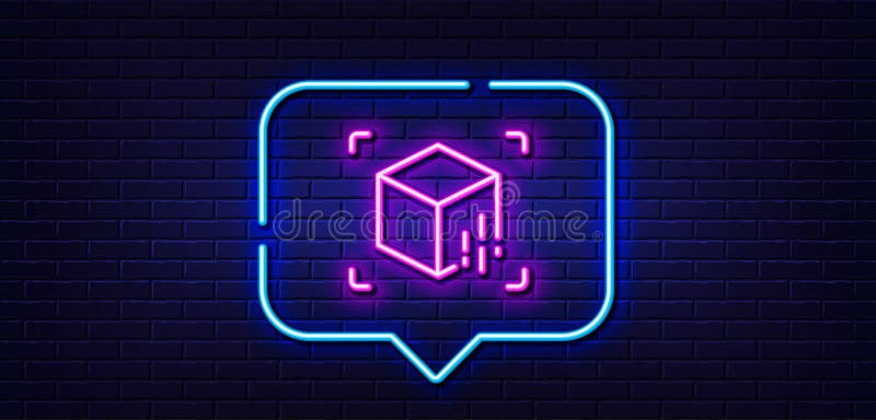 Augmented Reality Line Icon. VR Simulation Sign. 3d Cube. Neon Light ...
