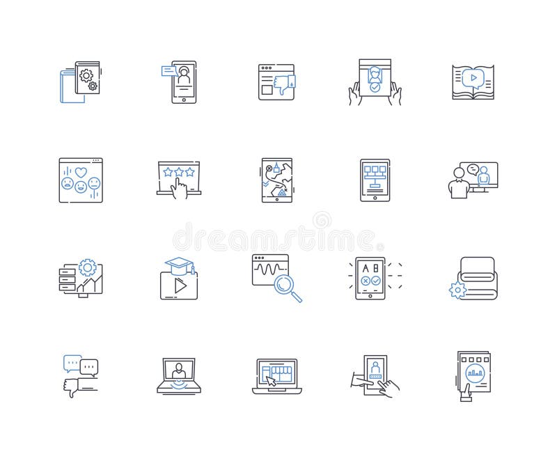 Augmented Reality Line Icons Collection. Hologram, Projection, Overlay ...
