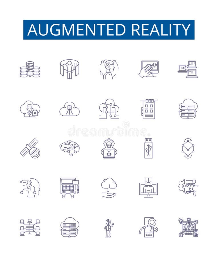 Augmented Reality Line Icons Signs Set. Design Collection of Augmented ...