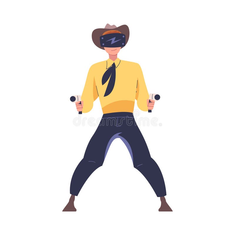 Augmented Reality with Man Character Cowboy with Pistols in Hand in ...