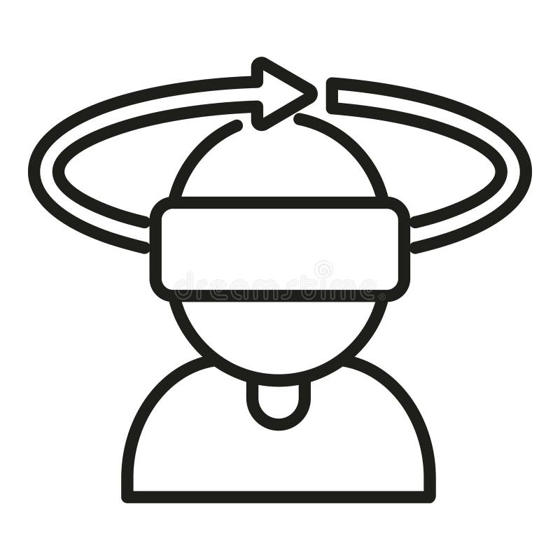 Augmented Reality Man Round Icon Outline Vector. People Game Stock ...