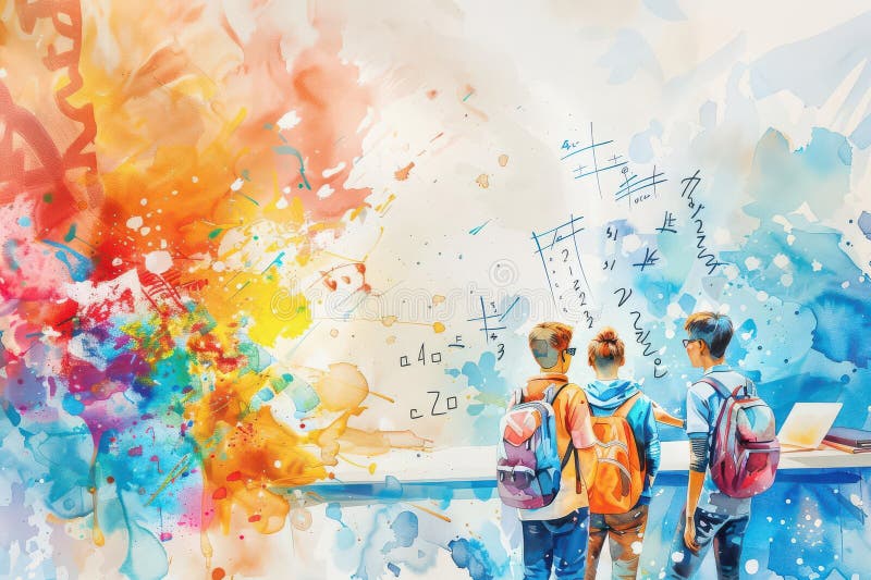 Augmented Reality Math Lesson with Equations Floating Around Students ...