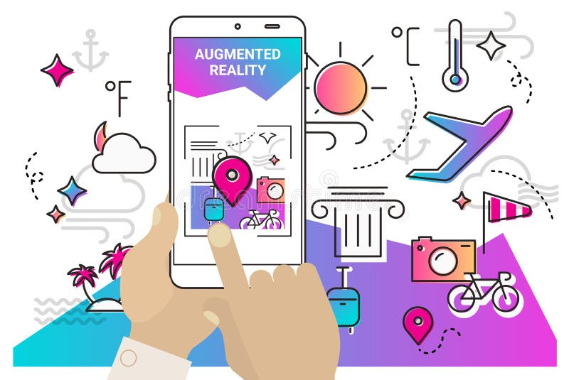 Augmented Reality Mobile App Concept Stock Illustration - Illustration ...