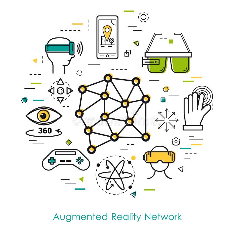 Augmented Reality Network - Line Art Stock Vector - Illustration of ...