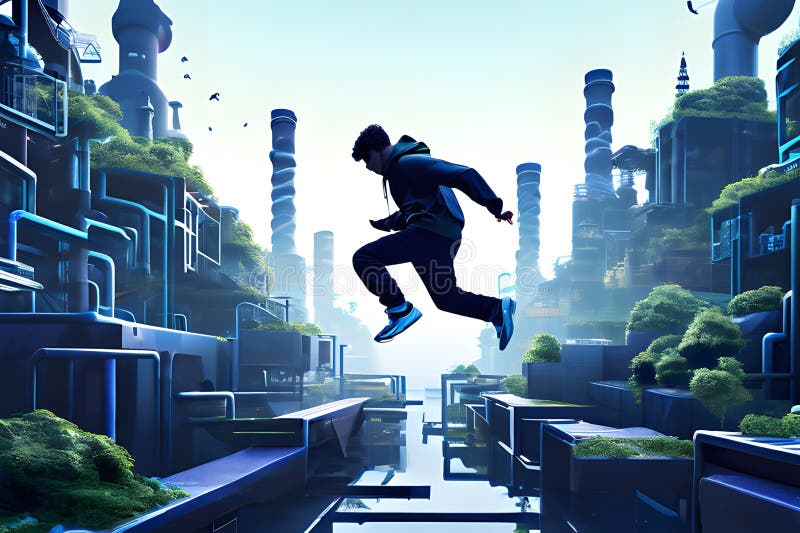Augmented Reality Parkour stock illustration. Illustration of virtual ...