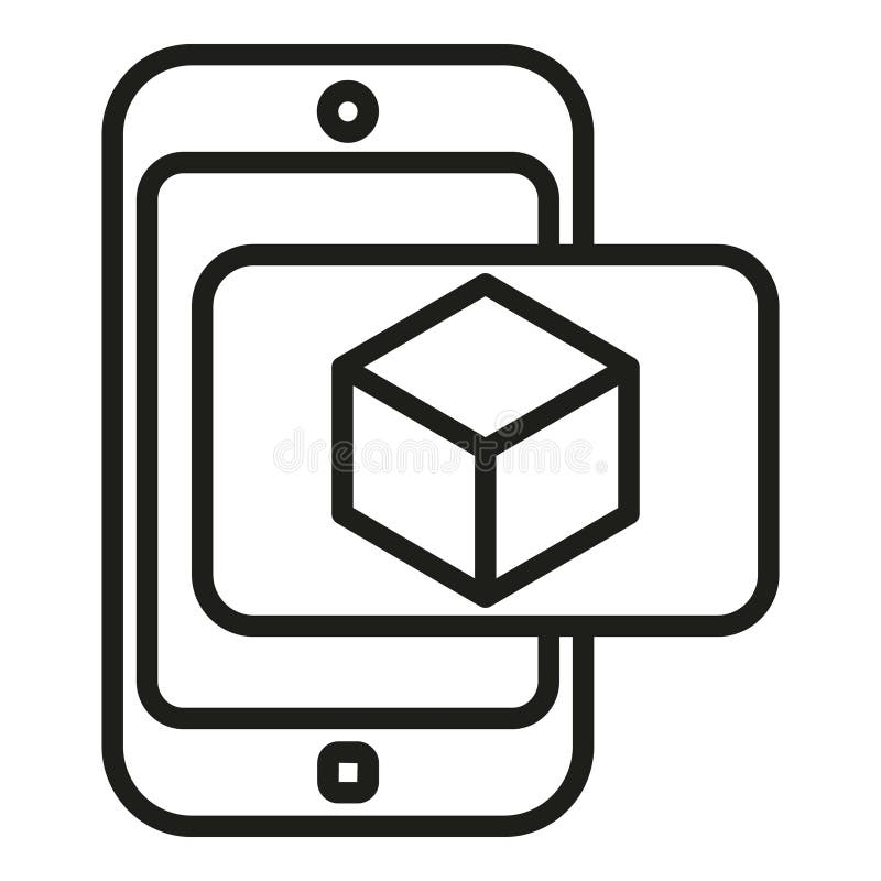 Augmented Reality Phone App Icon Outline Vector. Video Code Stock ...