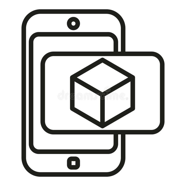 Augmented Reality Phone App Icon Outline Vector. Video Code Stock ...