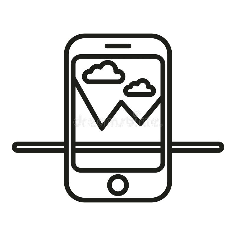 Augmented Reality Phone Landscape Icon Outline Vector. Scan Game Stock ...
