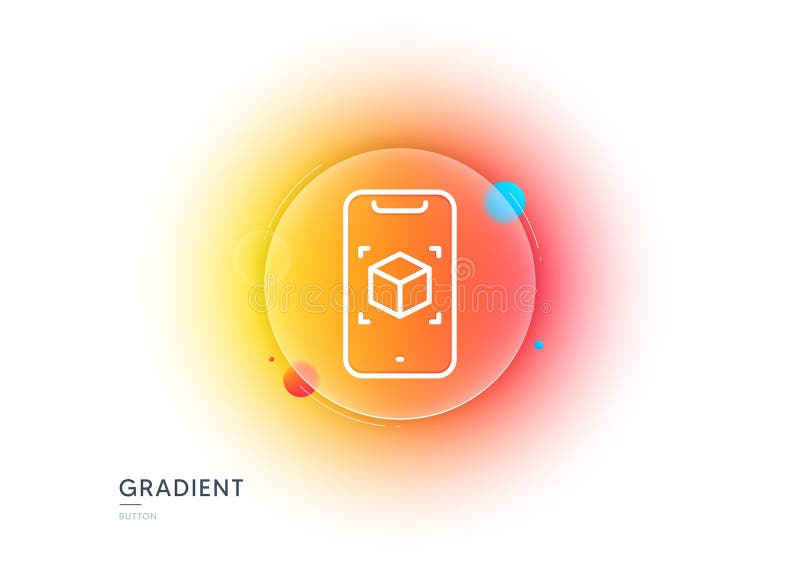 Augmented Reality Phone Line Icon. VR Simulation Sign. 3d Cube. Gradient Blur Button. Vector ...