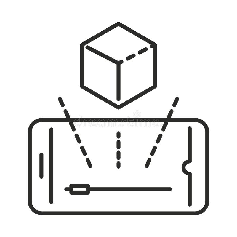 Augmented Reality Smartphone View Cube 3d Line Style Stock Vector ...