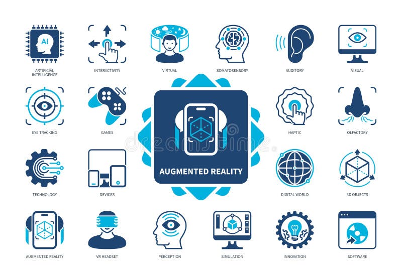 Augmented Reality Solid Icon Set Stock Illustration - Illustration of ...