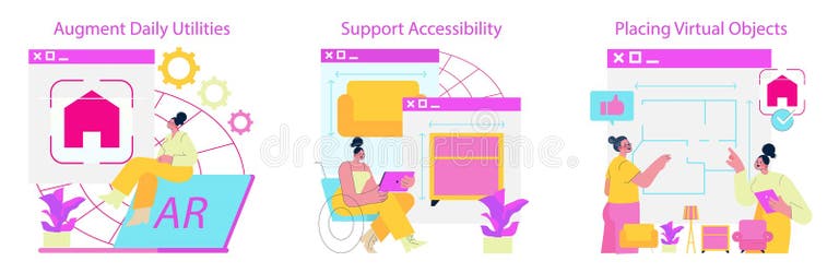 Augmented Reality daily Utilities Vector Stock Vector - Illustration of individuals, interactive ...