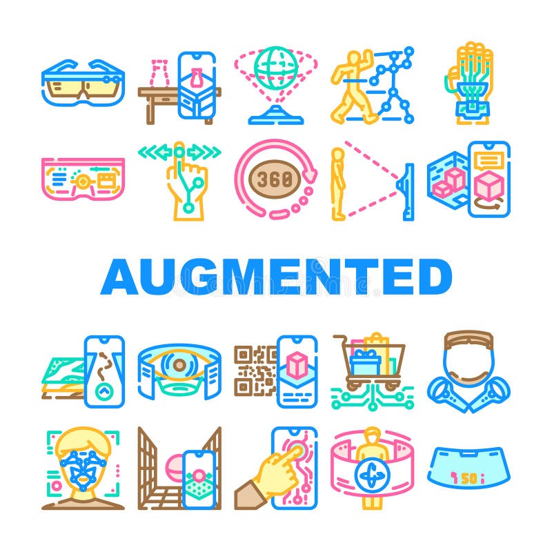 Augmented Reality Virtual Ar Vr Icons Set Vector Stock Illustration ...