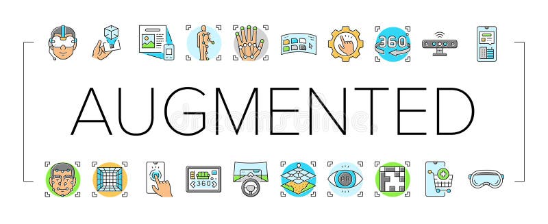 Augmented Reality Virtual Ar Vr Icons Set Vector Stock Illustration ...