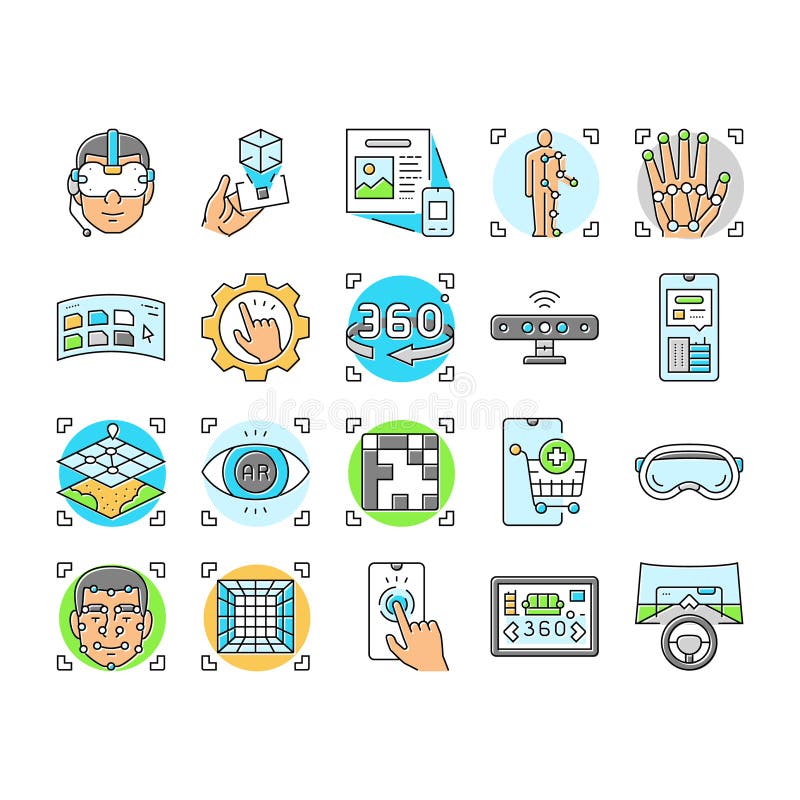 Augmented Reality Virtual Ar Vr Icons Set Vector Stock Vector ...