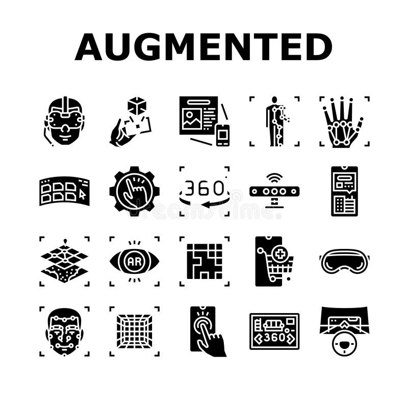 Augmented Reality Virtual Ar Vr Icons Set Vector Stock Illustration ...