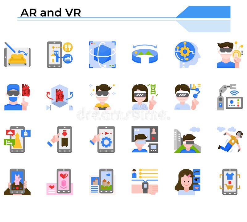 Augmented Reality and Virtual Reality Icon Set Stock Vector ...