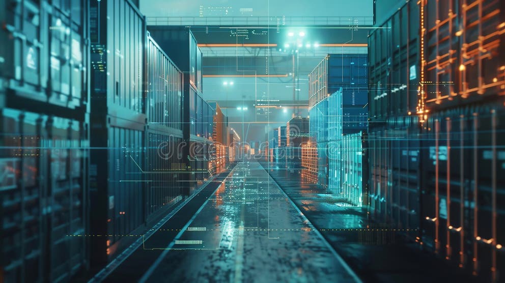 Augmented Reality Visualization Creating 3D Graphics Over Shipping ...