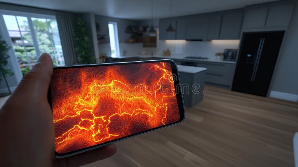 Augmented Reality Visualization on Phone in Modern Kitchen Setting ...