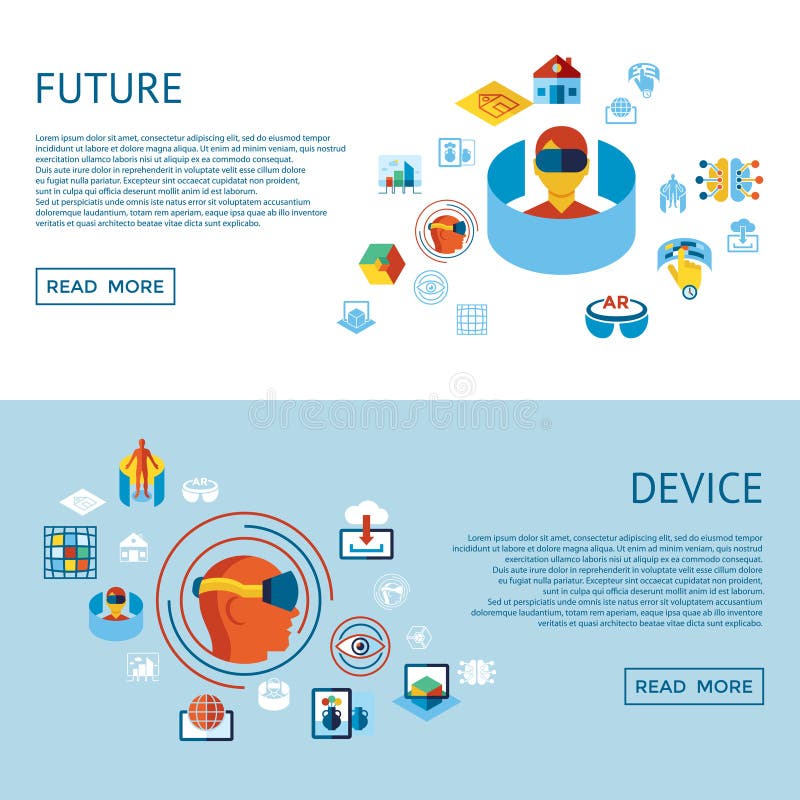 Augmented and Virtual Reality Icons Set Stock Illustration ...