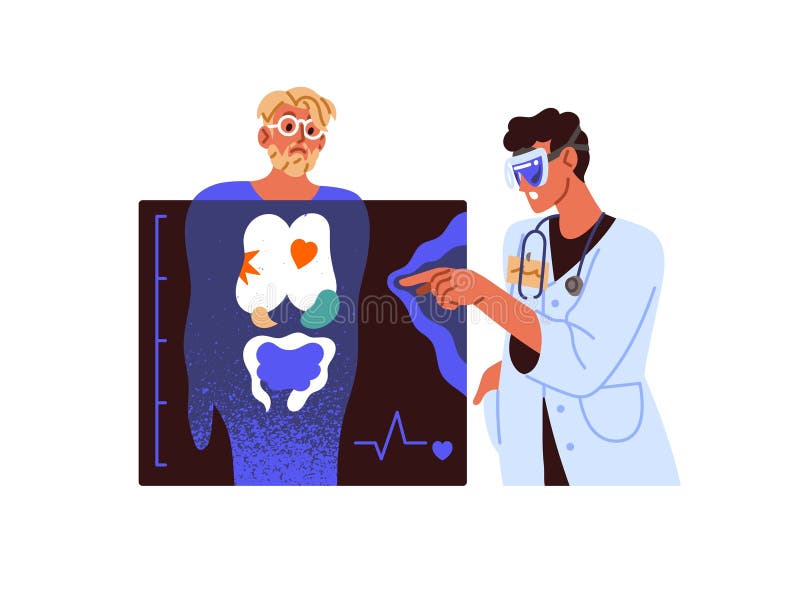 Augmented or Virtual Reality Technology in Medicine Concept. Doctor ...