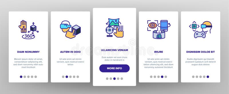 Augmented, Virtual Reality Vector Onboarding Mobile App Page Screen ...