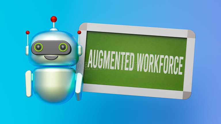 Augmented Workforce Chalkboard with 3d Ai Robot Innovation Render ...