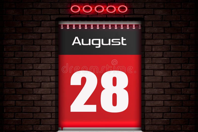 28 August, Calendar on Bricks Background Stock Illustration ...