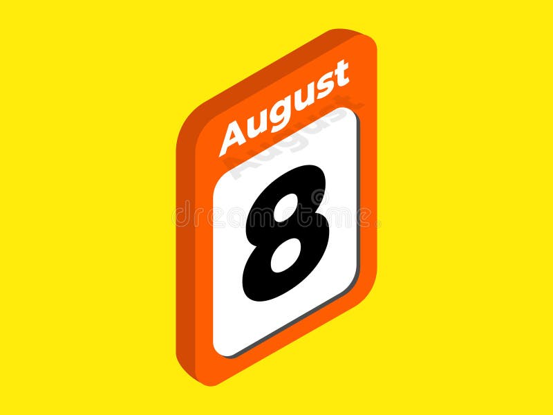 August 8- Calendar Date Icon Vector Illustration Stock Vector ...