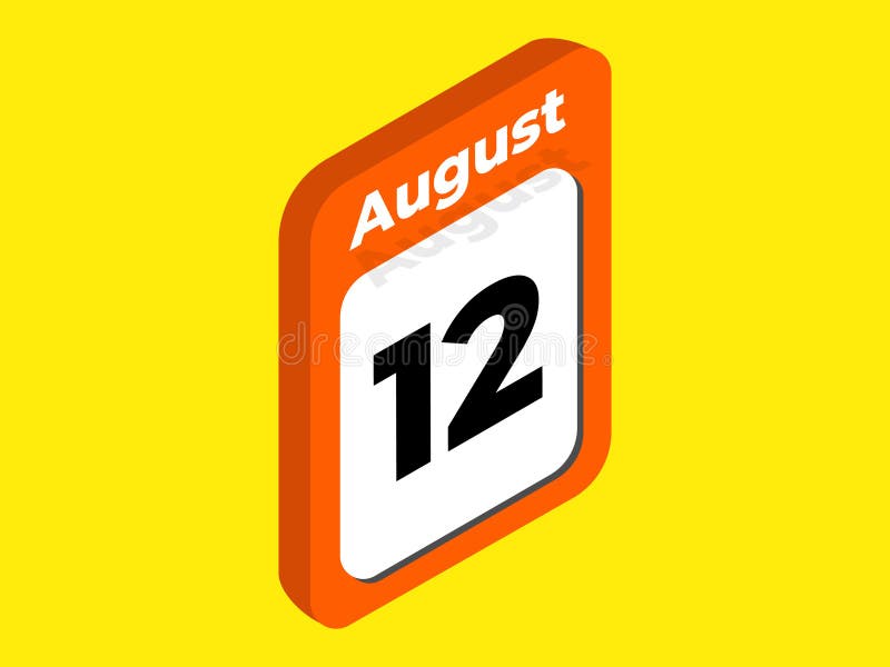 August 12- Calendar Date Icon Vector Illustration Stock Vector ...