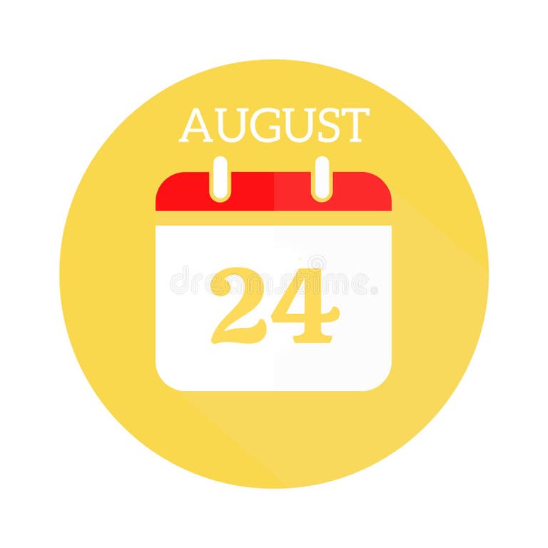 August 24 Calendar Flat Icon Stock Illustration - Illustration of ...