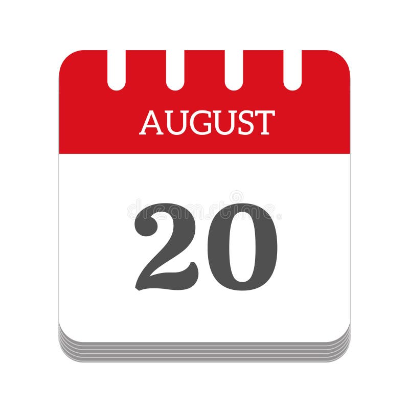 August 20 Calendar Flat Icon Stock Illustration - Illustration of ...